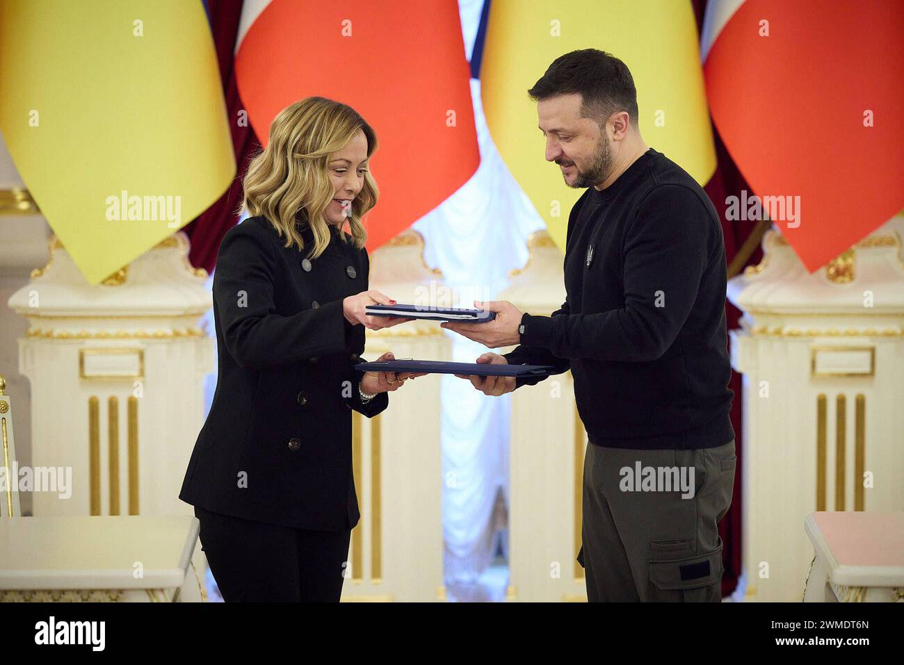 Italian Prime Minister Giorgia Meloni, Belgian Prime Minister Alexander ...