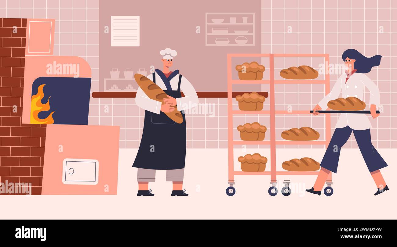 2401 m01 S ST Professional bakers characters cooking, baking bread and ...