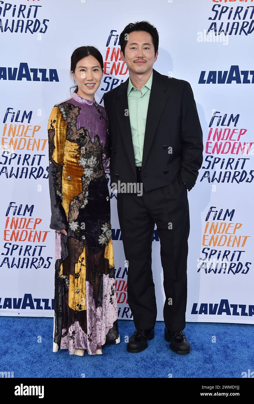 Santa Monica, USA. 25th Feb, 2024. Joana Pak and Steven Yeun arriving ...