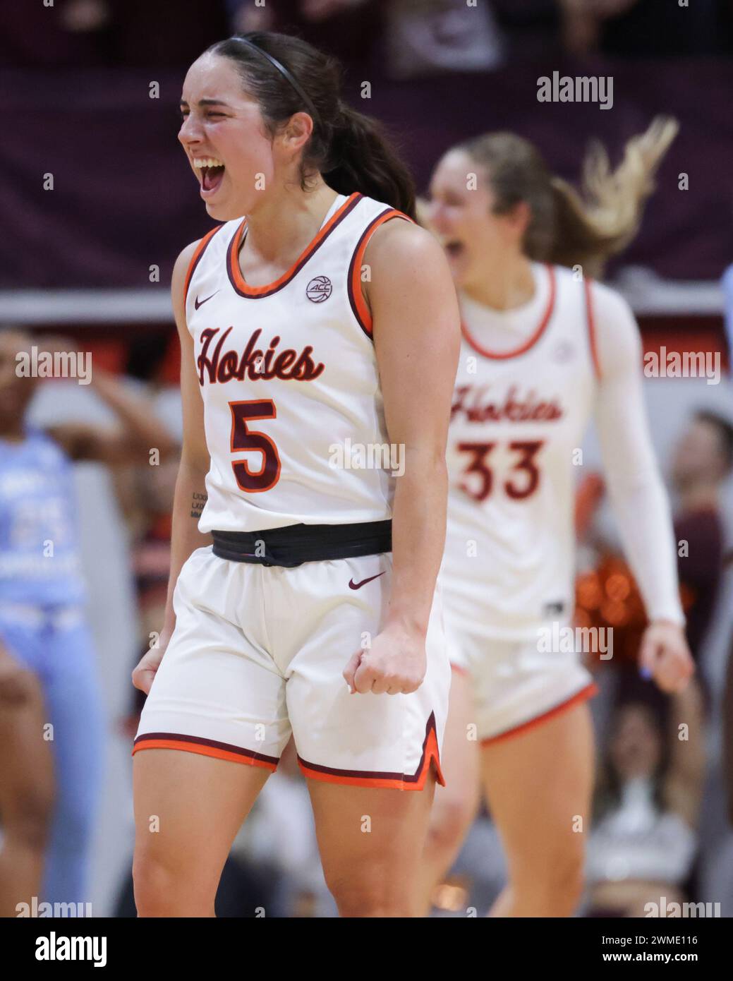 Blacksburg, Virginia, USA. 25th Feb, 2024. Virginia Tech Hokies guard ...