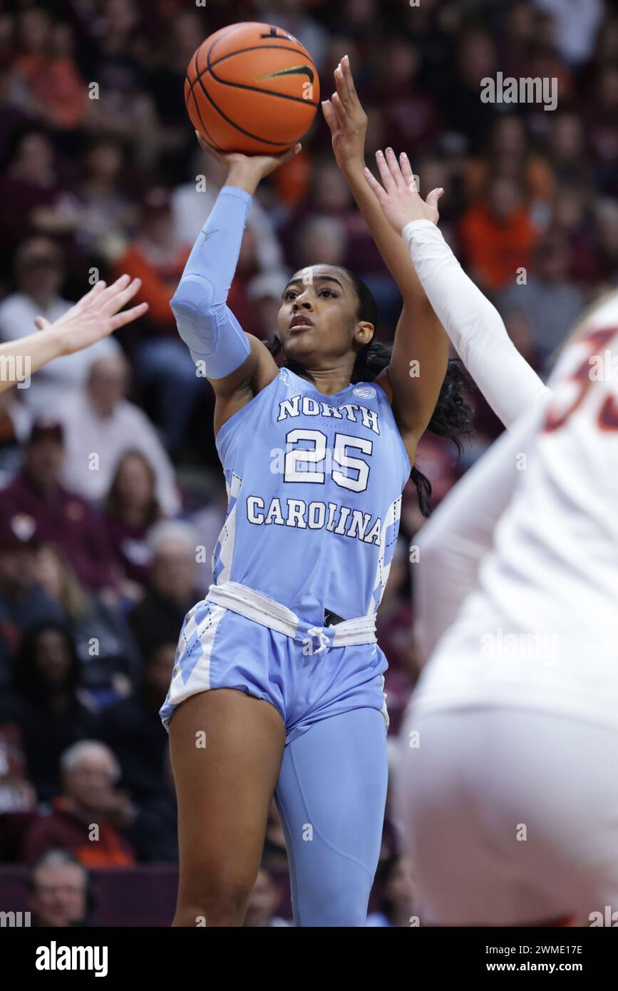 Blacksburg, Virginia, USA. 25th Feb, 2024. North Carolina Tar Heels ...