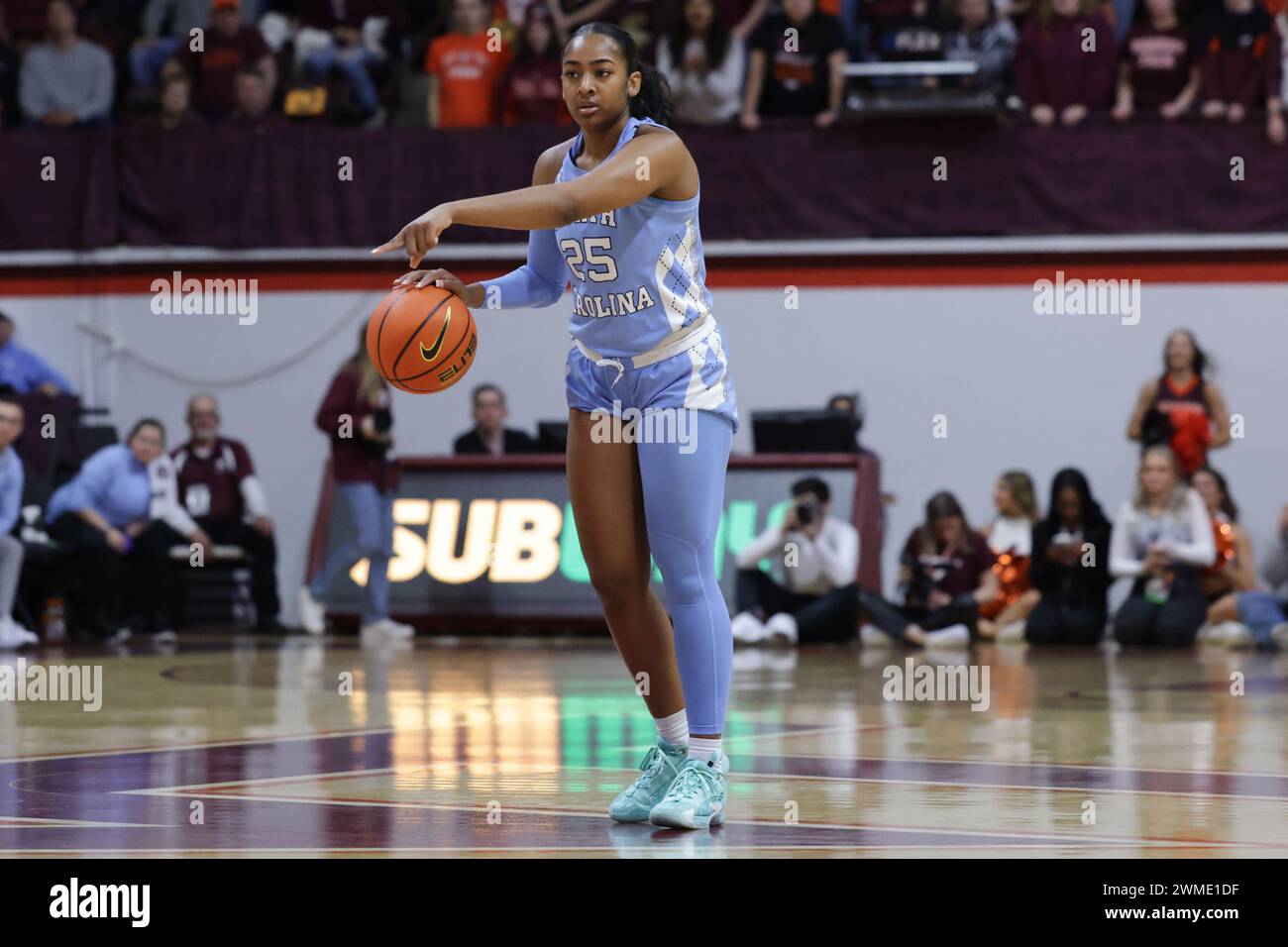 Blacksburg, Virginia, USA. 25th Feb, 2024. North Carolina Tar Heels ...