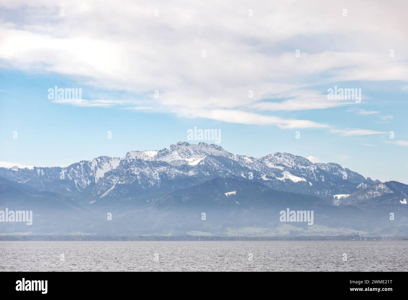 View at lake chiemsee, bavaria, germany, in late winter, february ...