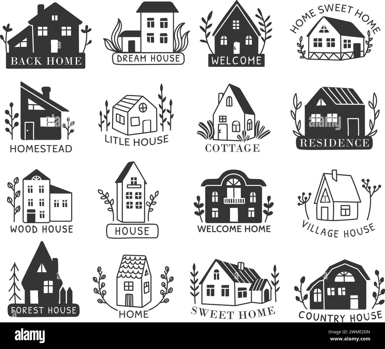 Cottage Clipart Black And White