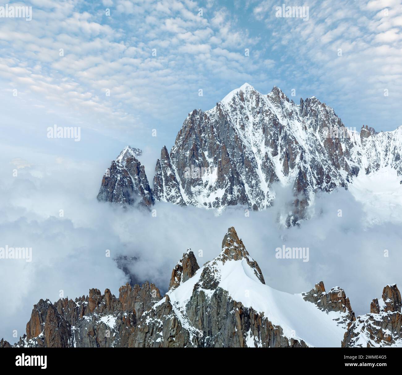 Mont Blanc mountain massif summer landscape(view from Aiguille du Midi Mount, France Stock Photo ...