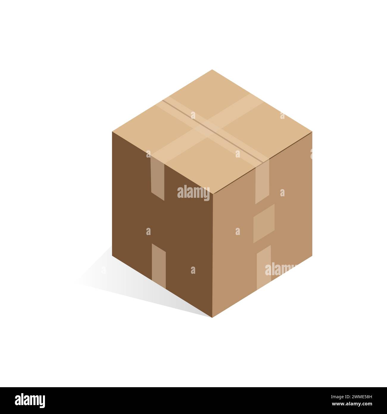 Isometric brown cardboard packing box, closed parcel container vector ...