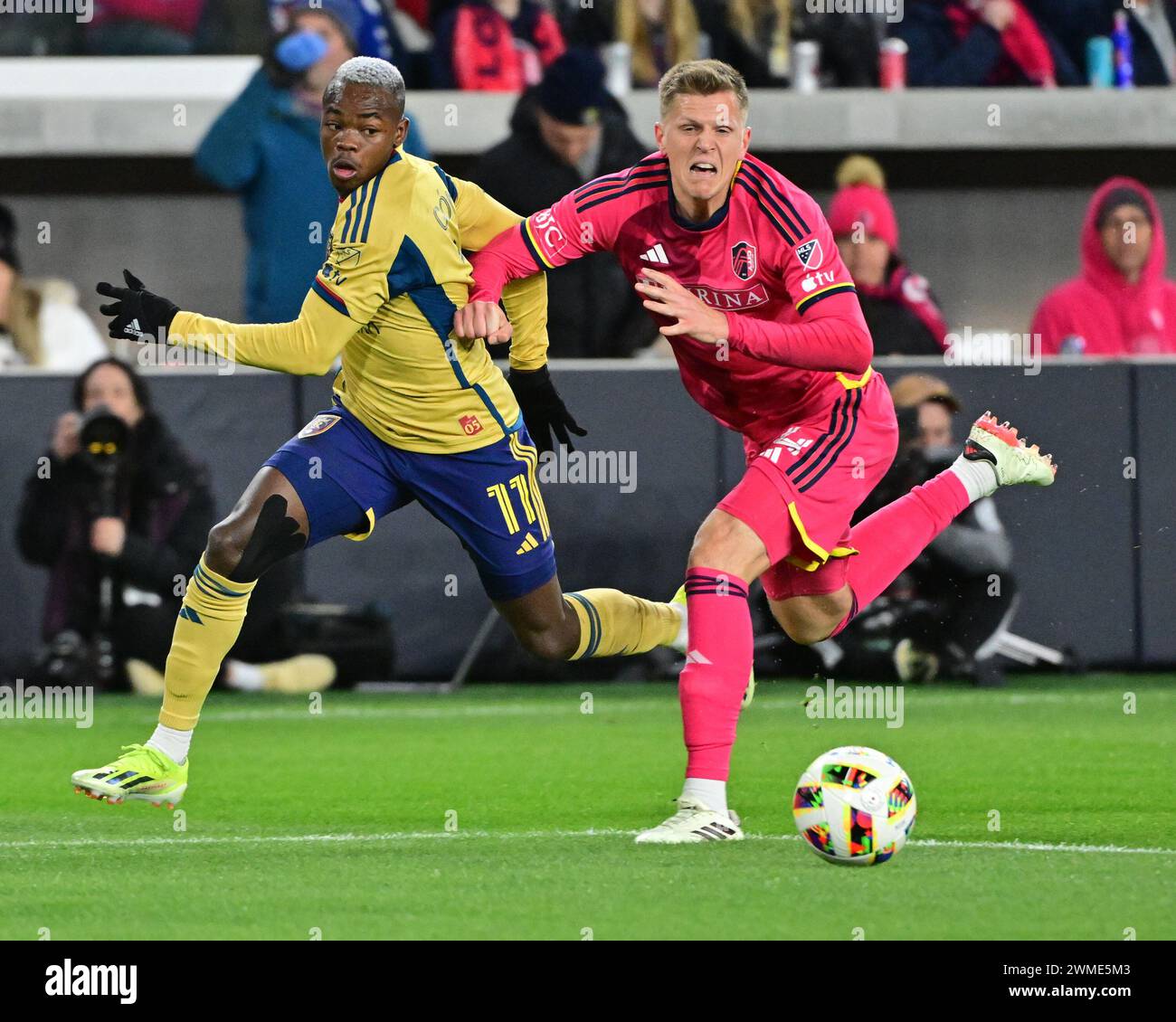 St. Louis, USA. 24th Feb, 2024. Real Salt Lake midfielder Andrés Gómez ...