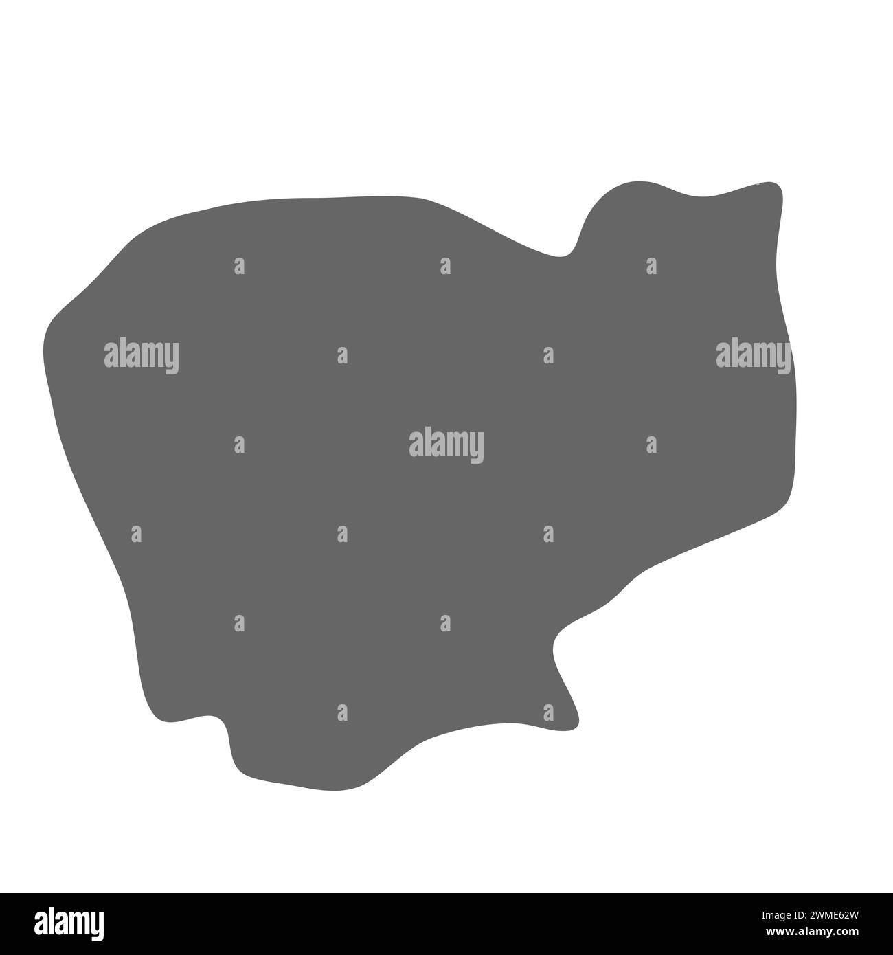 Cambodia country simplified map. Grey stylish smooth map. Vector icons isolated on white ...