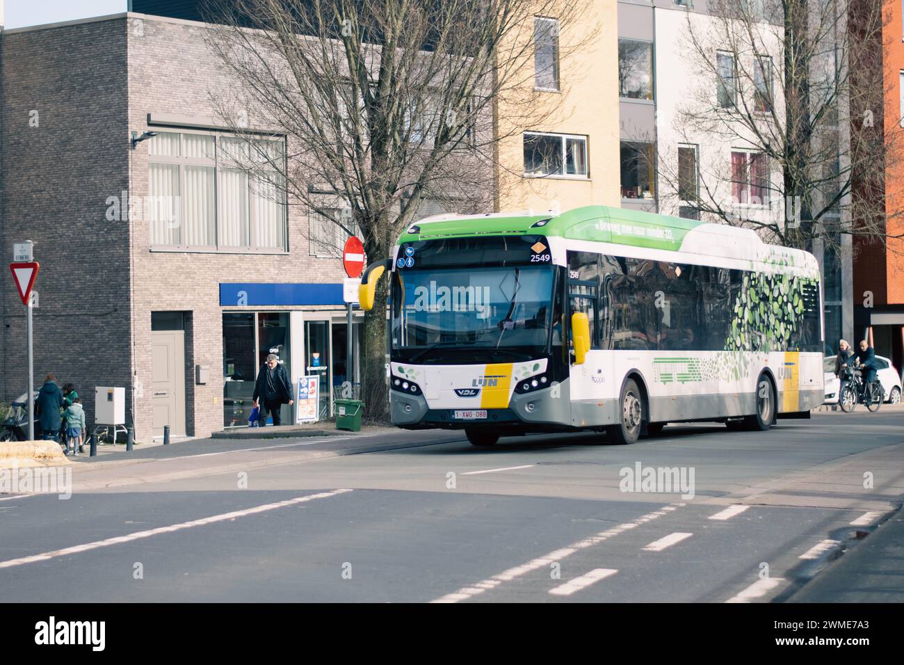 Gent, Belgium - January 31 2024: de lijn eco friendly electric bus ...