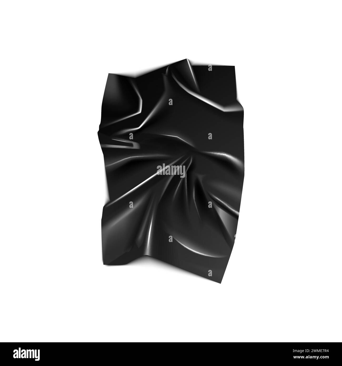 Black latex fabric with texture of wrinkles, crumpled plastic bag ...