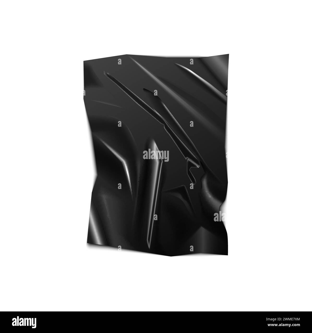 Black latex fabric with crumpled texture, 3D wet rectangular paper ...