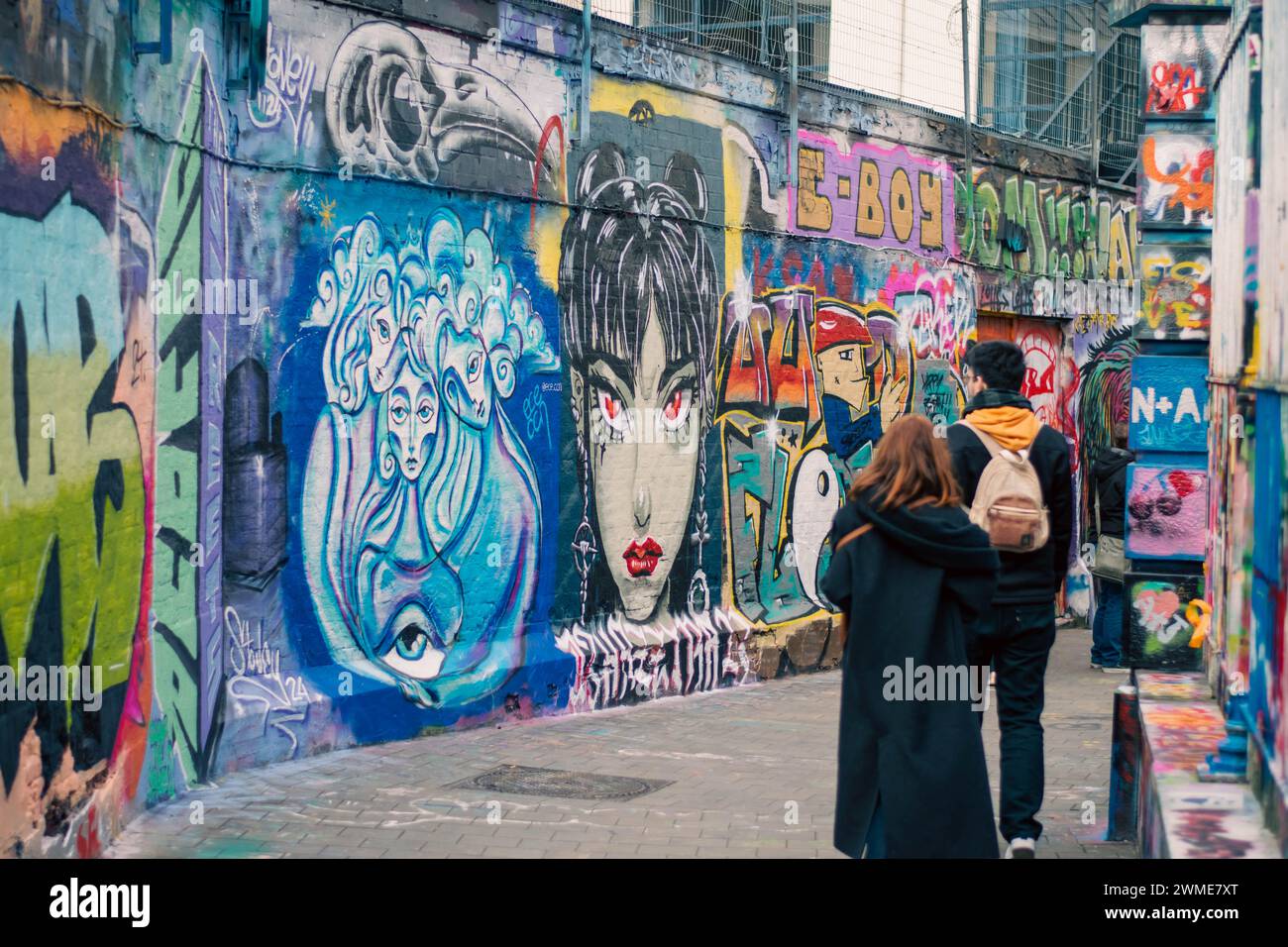 Gent, Belgium - January 31 2024: Graffiti street in Gent in a beautiful ...