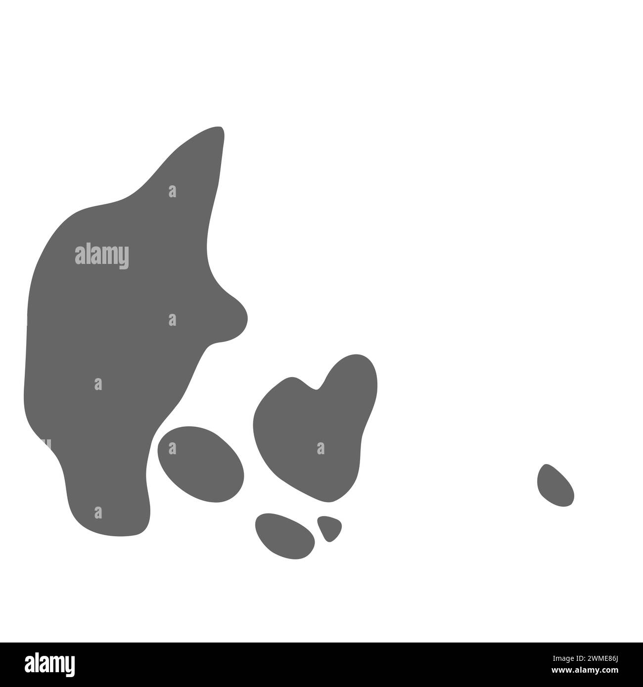 Denmark country simplified map. Grey stylish smooth map. Vector icons ...
