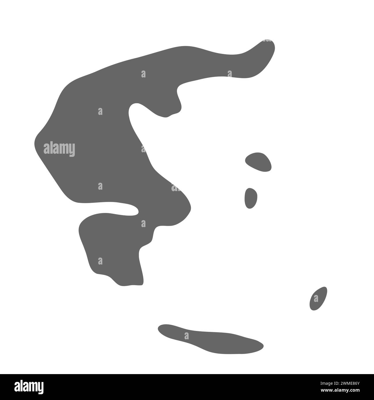 Greece country simplified map. Grey stylish smooth map. Vector icons ...