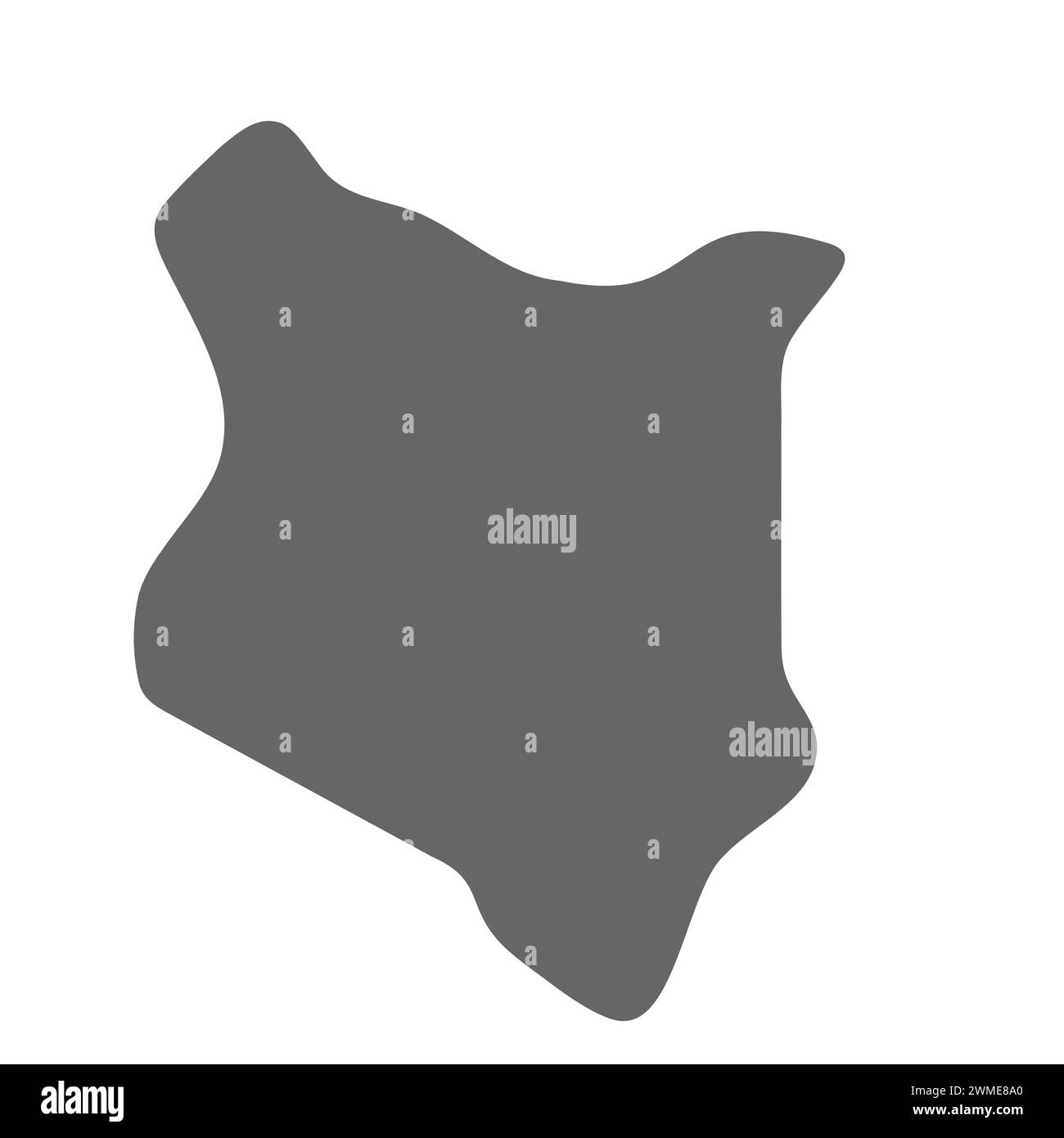 Kenya country simplified map. Grey stylish smooth map. Vector icons ...