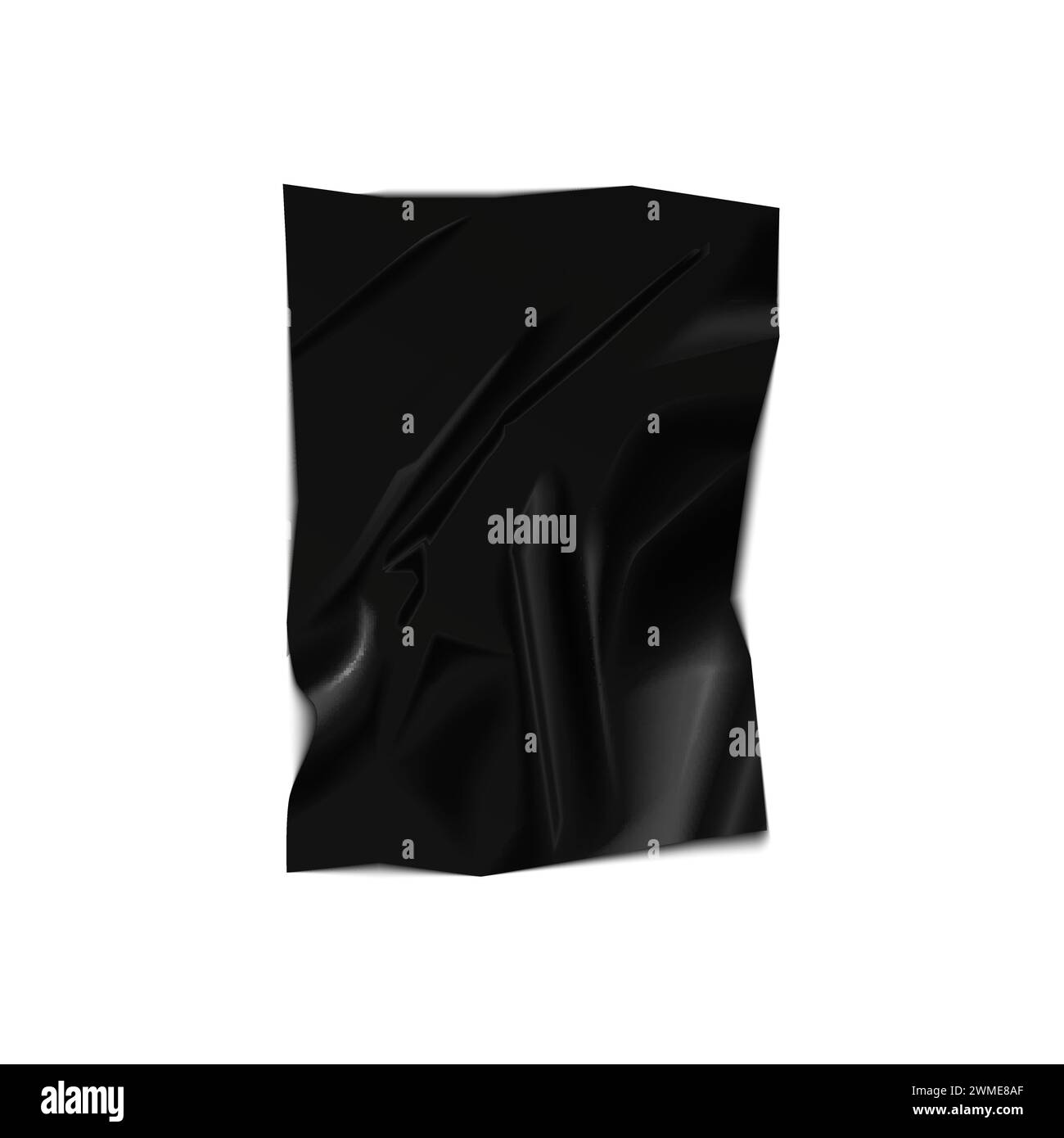 Black latex wrinkled fabric, 3D satin textile wrap with drapes vector ...