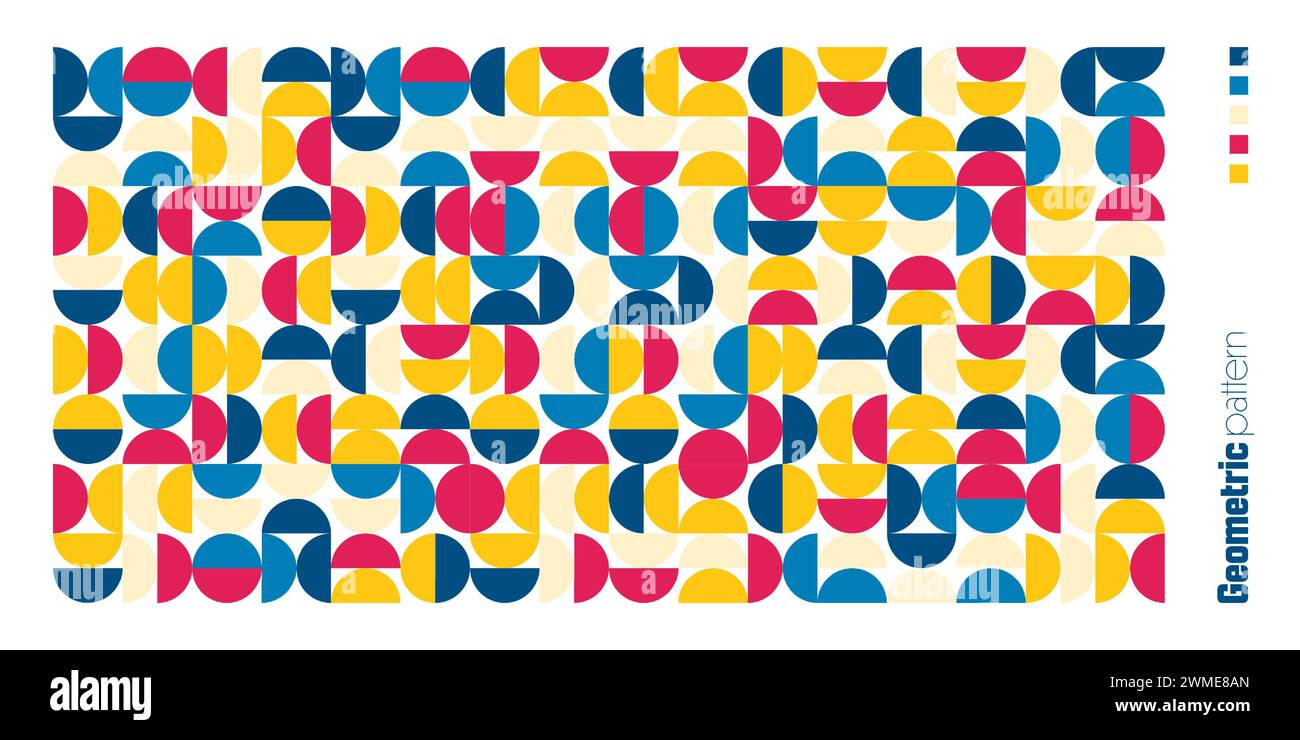 Geometric trendy pattern. Modern colorful background with simple elements. Retro texture with ...