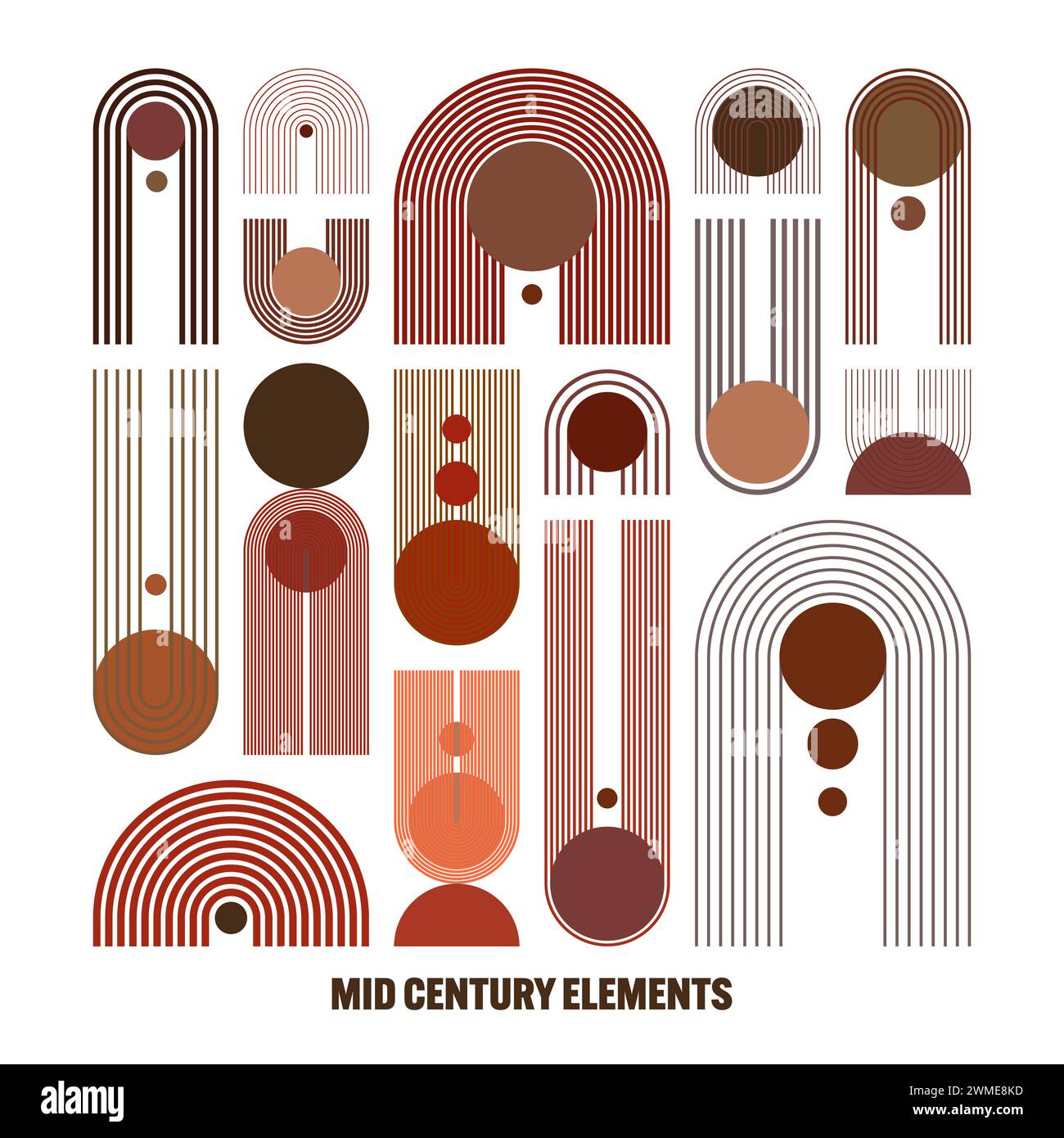 Mid century arch and circle elements, modern geometric shapes ...
