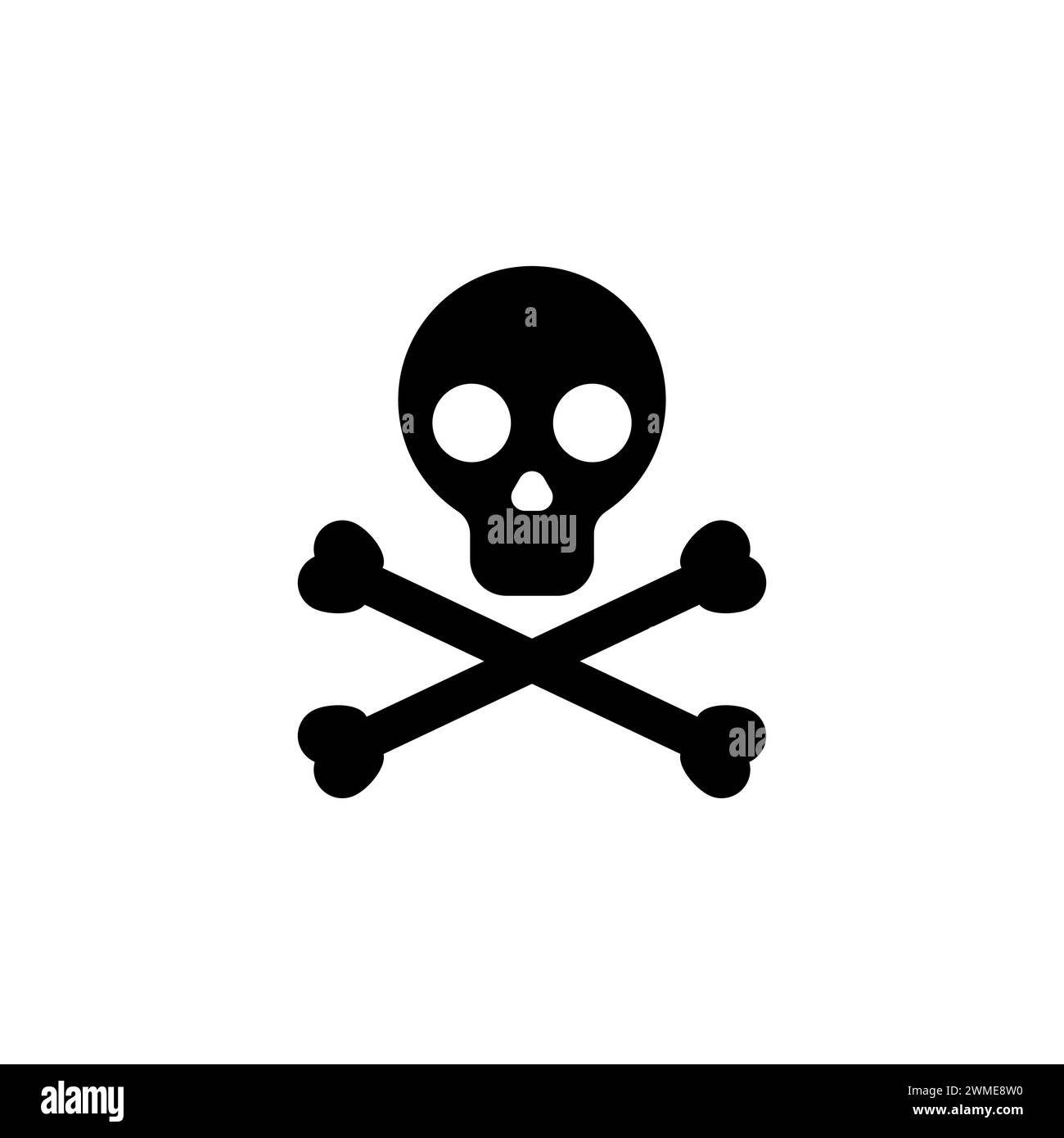 Crossbones. Death Skull flat vector icon. Simple solid symbol isolated on white background Stock ...