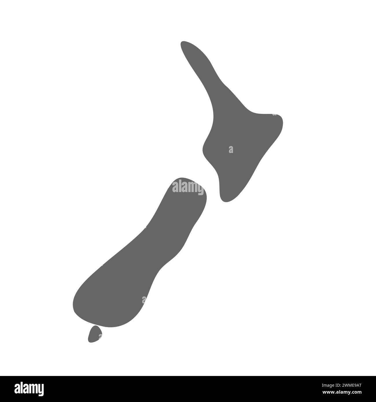 New Zealand country simplified map. Grey stylish smooth map. Vector ...