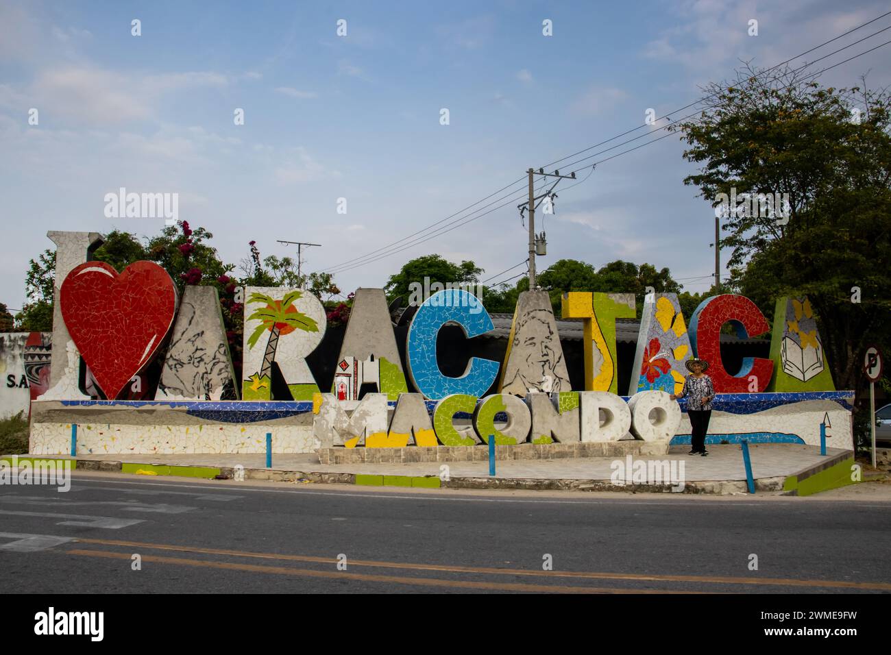 ARACATACA, COLOMBIA - FEBRUARY 2, 2024: Senior woman tourist at the ...