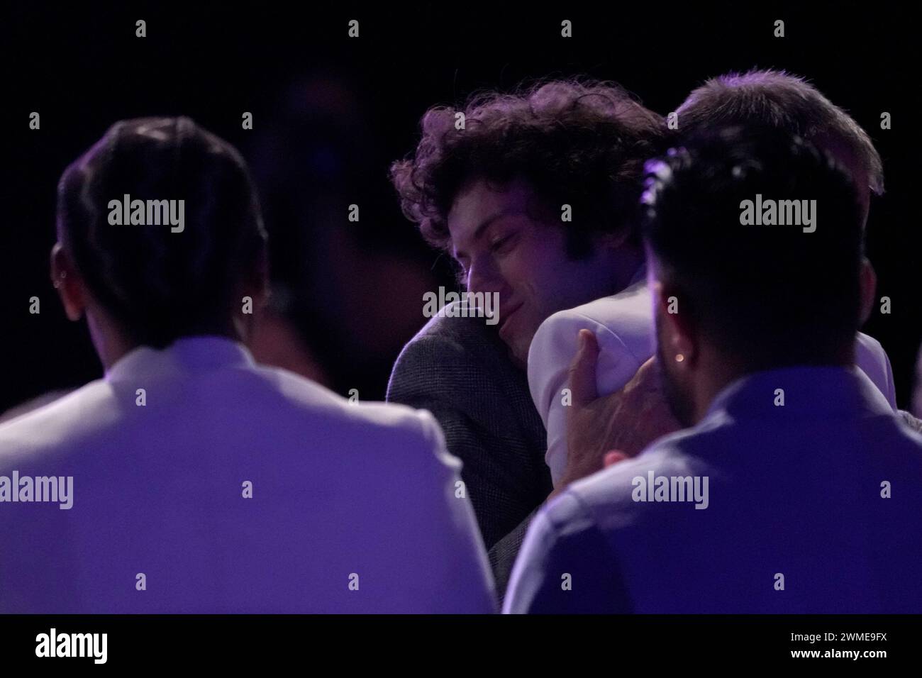 Dominic Sessa accepts the award for best breakthrough performance for "The Holdovers" during the ...