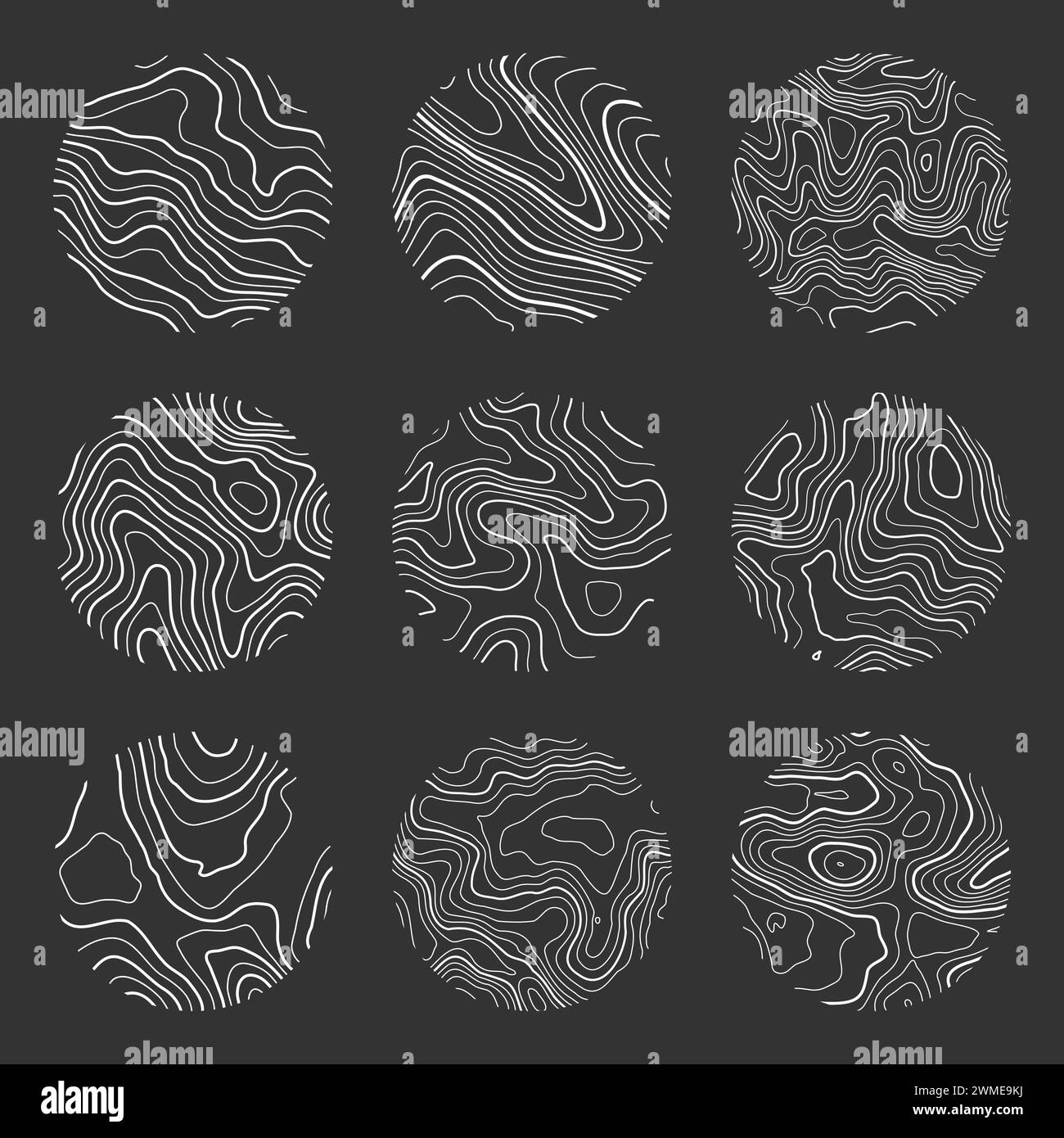 Topographic map with contour lines. Geographic terrain grid, relief ...