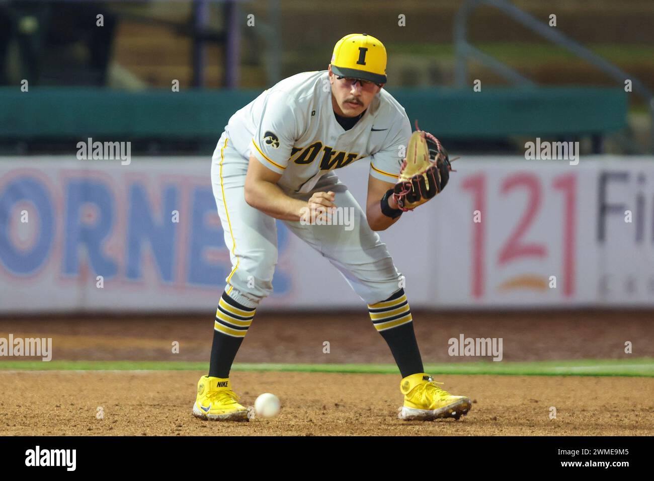 Iowa infielder Raider Tello (28) in action during an NCAA baseball game ...