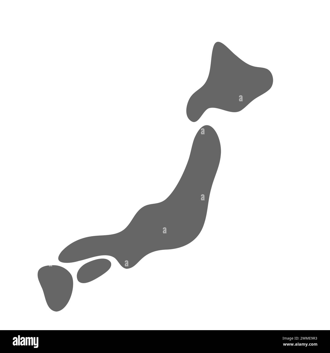 Japan country simplified map. Grey stylish smooth map. Vector icons ...