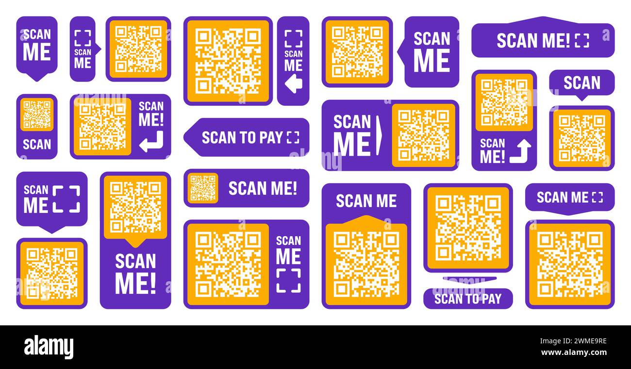Scan me QR code sticker. Online payment. Special offer sale stickers ...