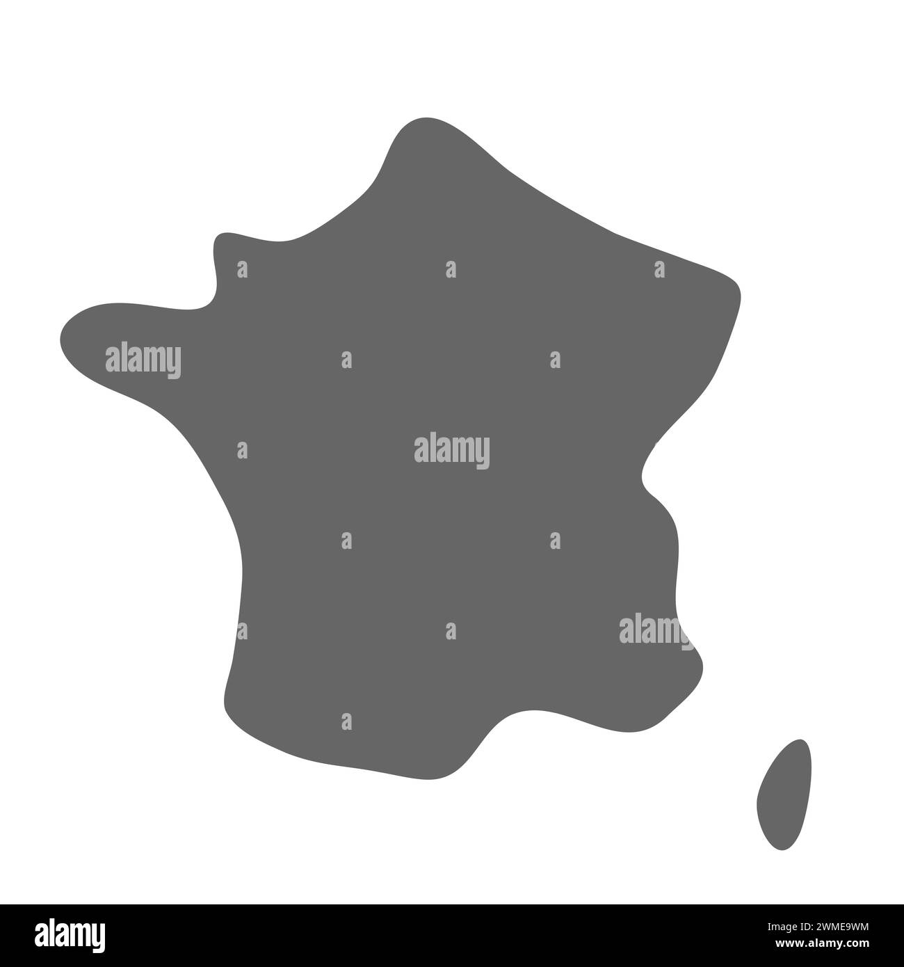 France country simplified map. Grey stylish smooth map. Vector icons ...