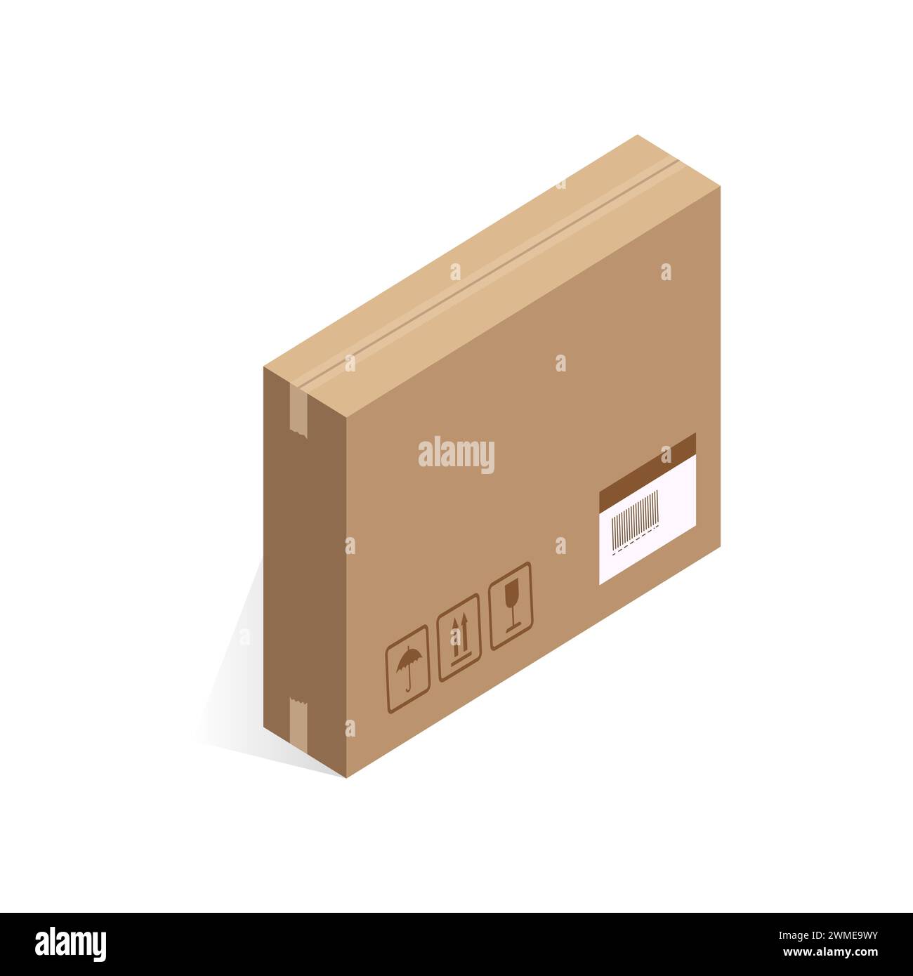 Isometric closed cardboard box, wrapping of parcel with barcode vector illustration Stock Vector ...