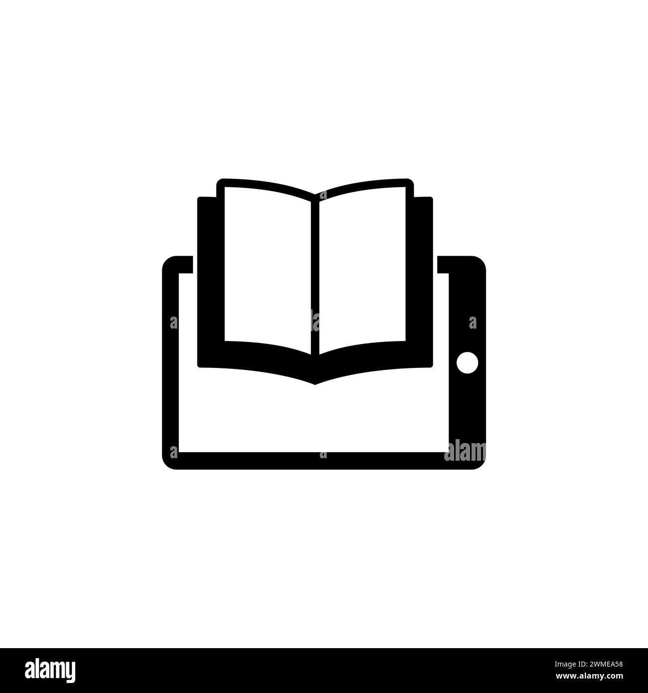 Reading books on PC Tablet flat vector icon. Simple solid symbol ...