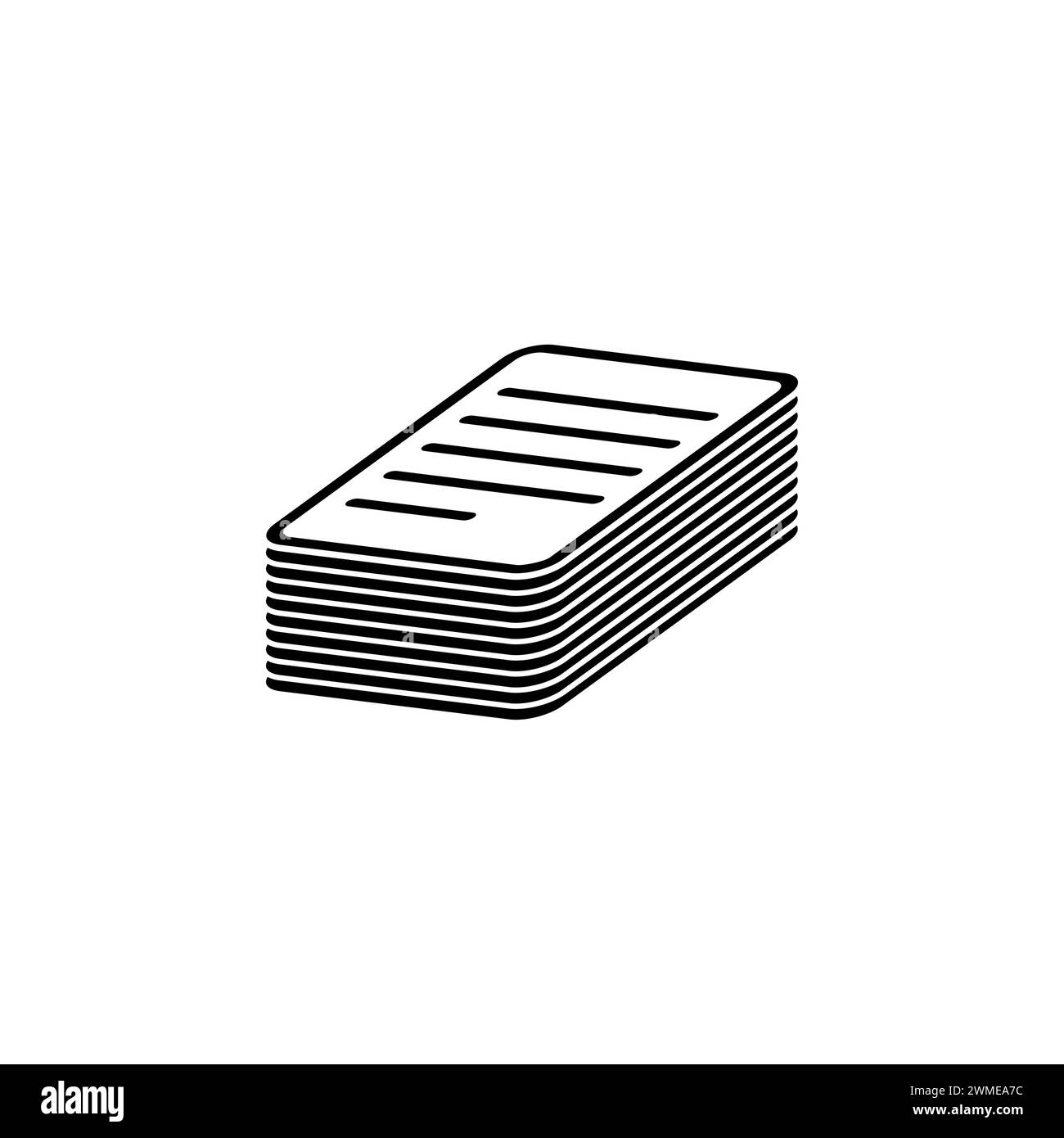Stacked Pile of Financial Documents flat vector icon. Simple solid ...
