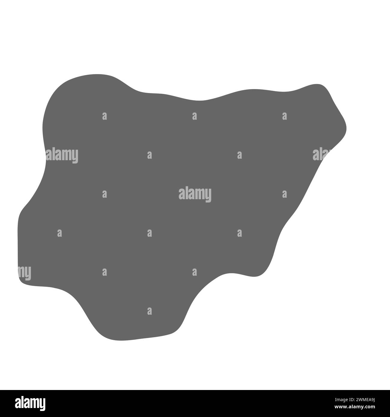 Nigeria country simplified map. Grey stylish smooth map. Vector icons ...