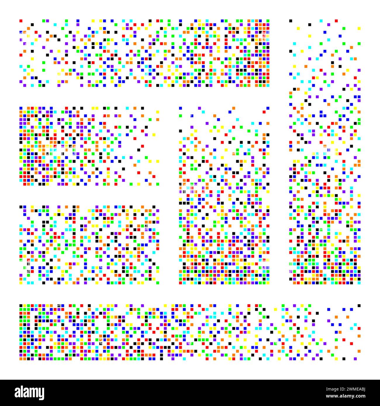 Pixel disintegration, decay effect. Various rectangular elements made ...