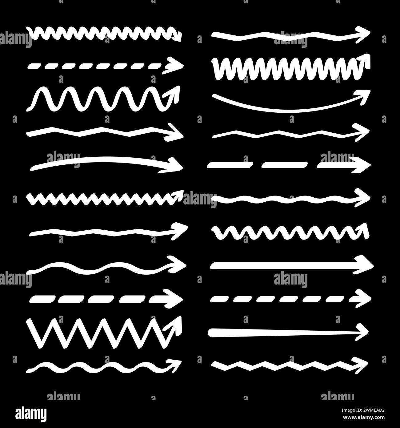 Hand drawn arrows, highlighter lines. Marker stroke, brush pen drawn ...