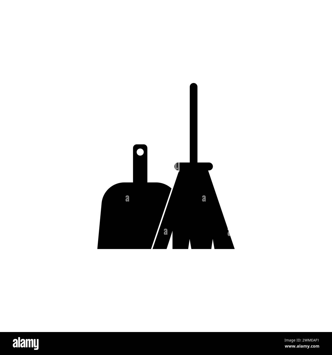 Broom and Scoop flat vector icon. Simple solid symbol isolated on white ...