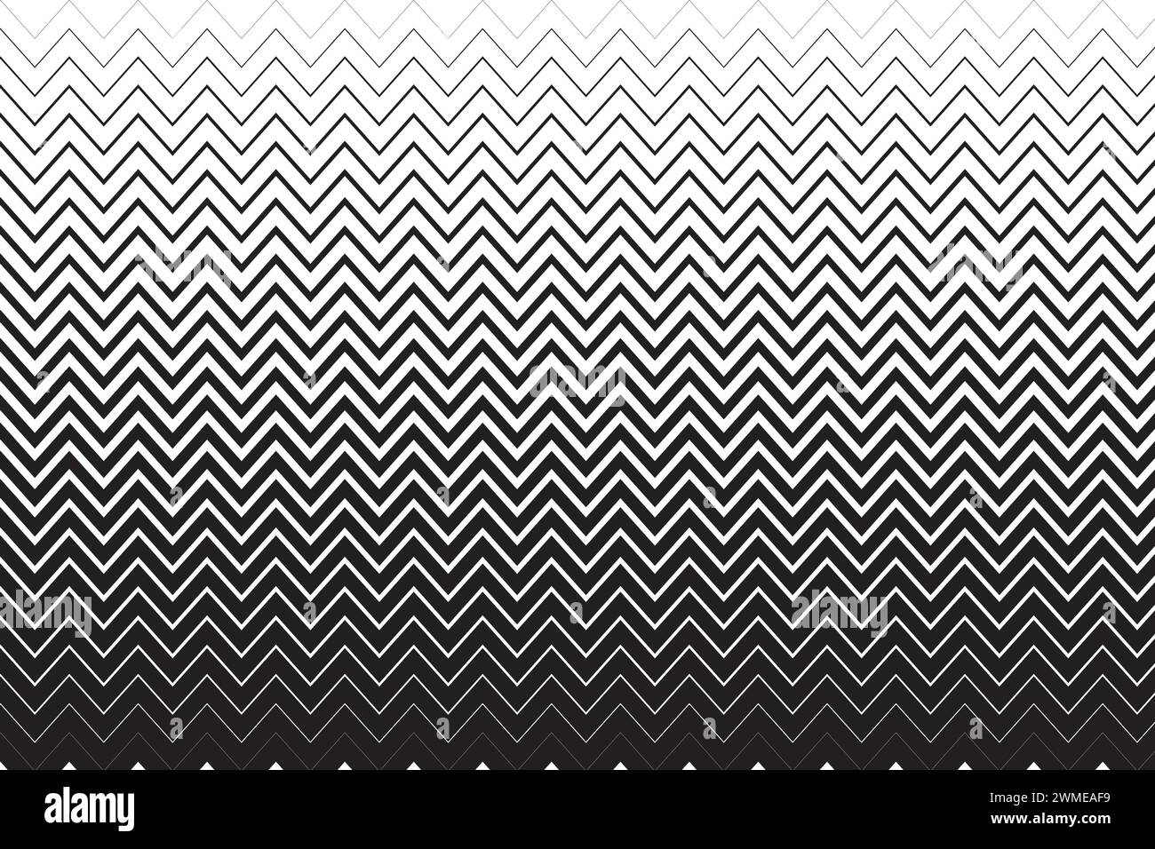 Horizontal parallel zigzag lines of different thicknesses. Black and white zig zag stripes ...