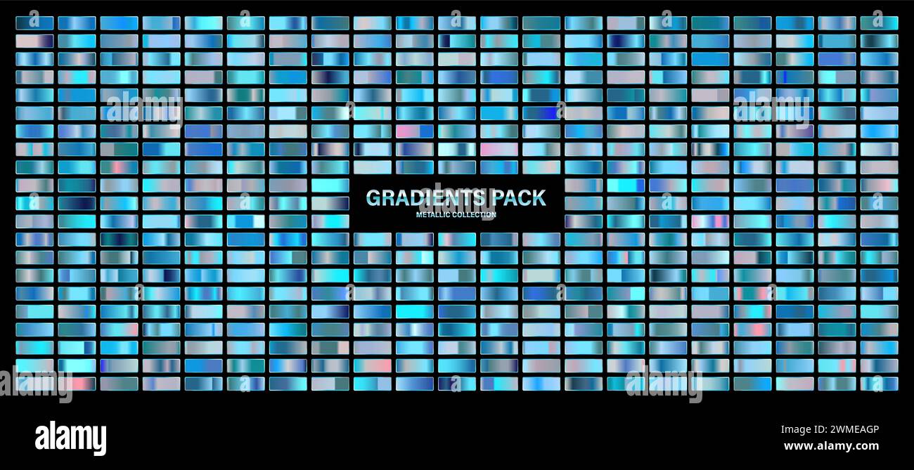 Blue, azure glossy gradient, metal foil texture. Color swatch set ...