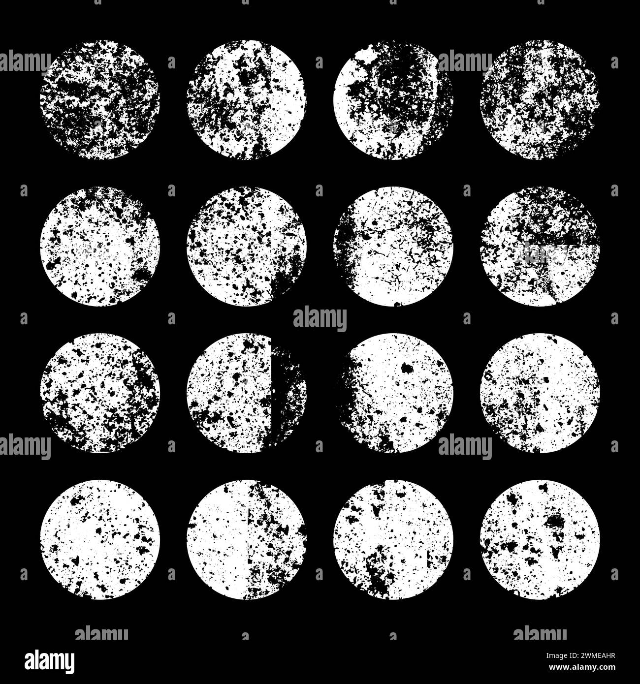 Grunge circles with stains and scratches. Circle brush stroke, round ...