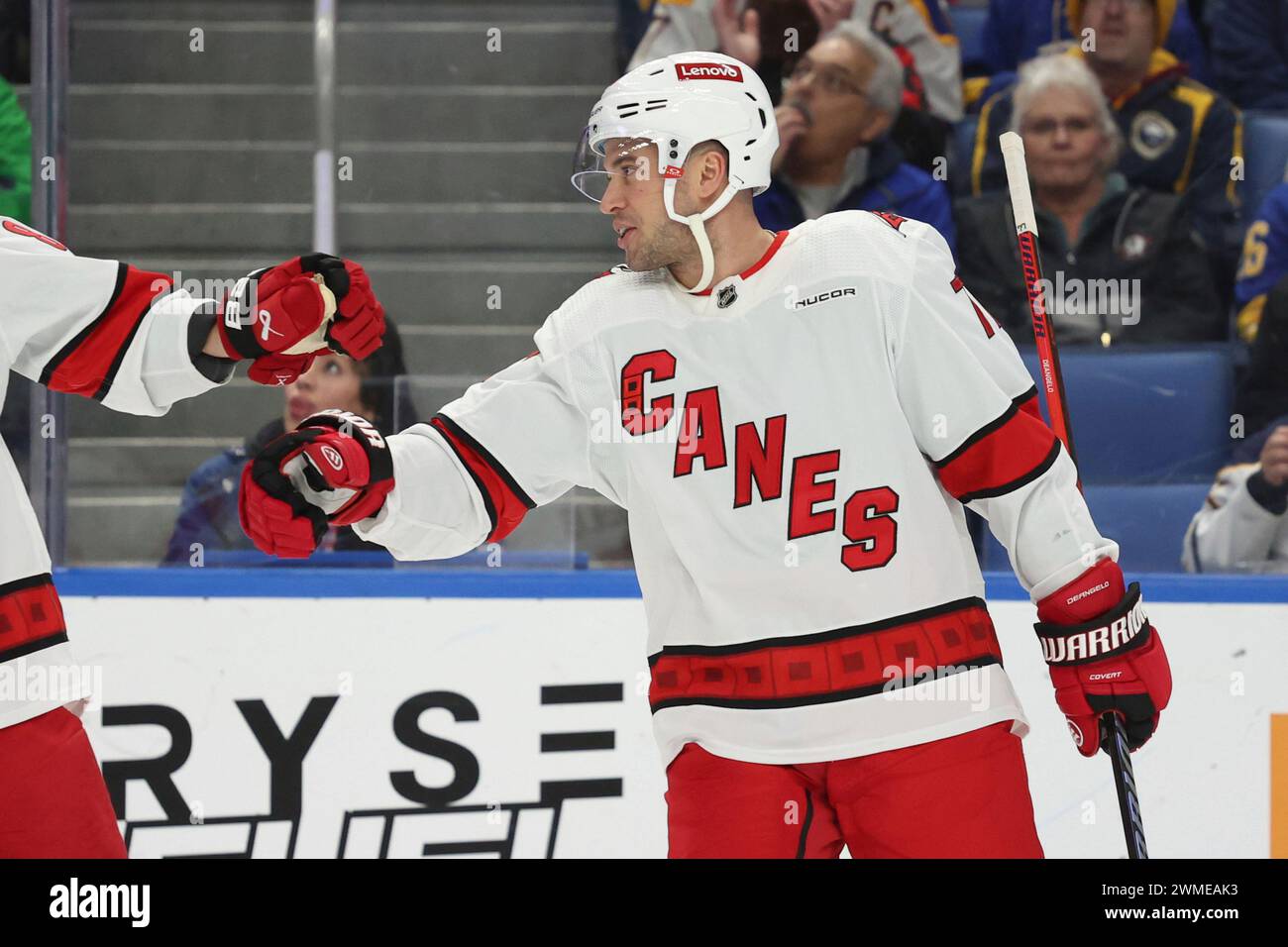 Carolina Hurricanes defenseman Tony DeAngelo (77) celebrates his goal ...
