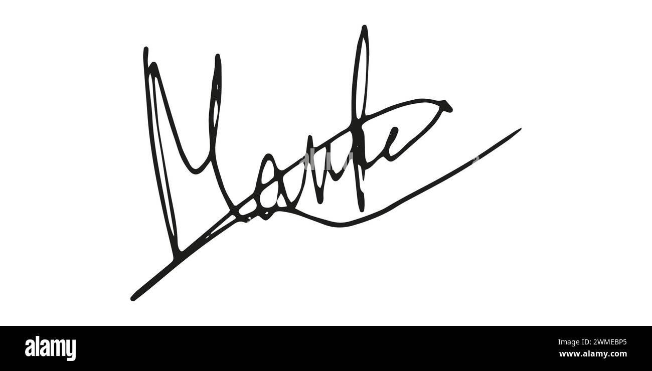 Fake signature hand drawn sample own autograph. Fictitious handwritten ...