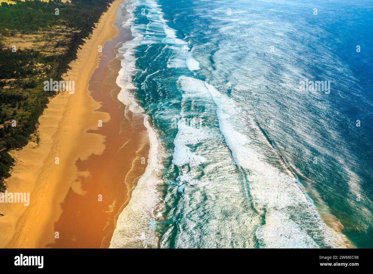 Aerial view of east coast of South Africa in Sodwana Bay National Park ...