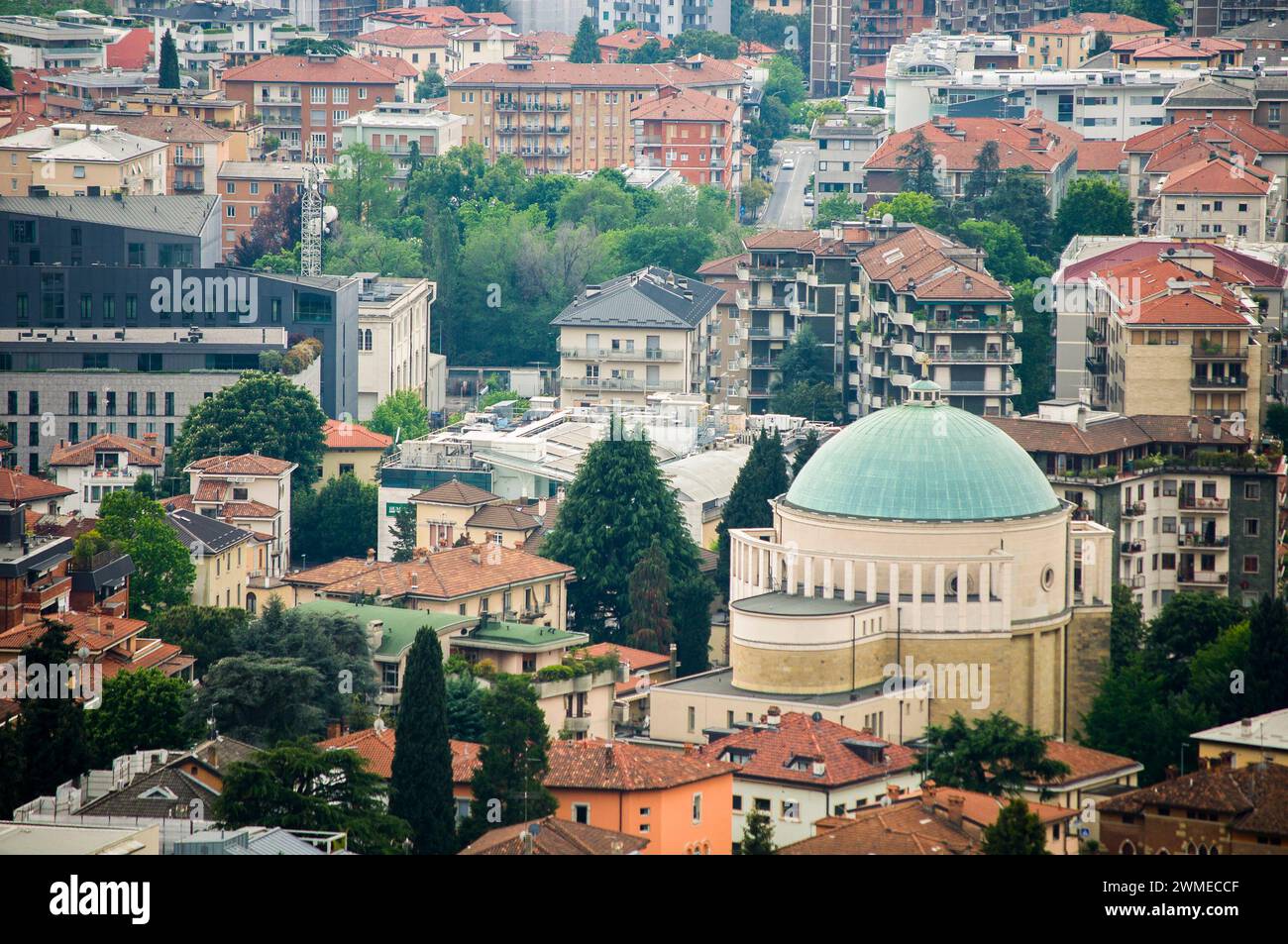 Aerial view of Bergamo city - Old town Stock Photo - Alamy