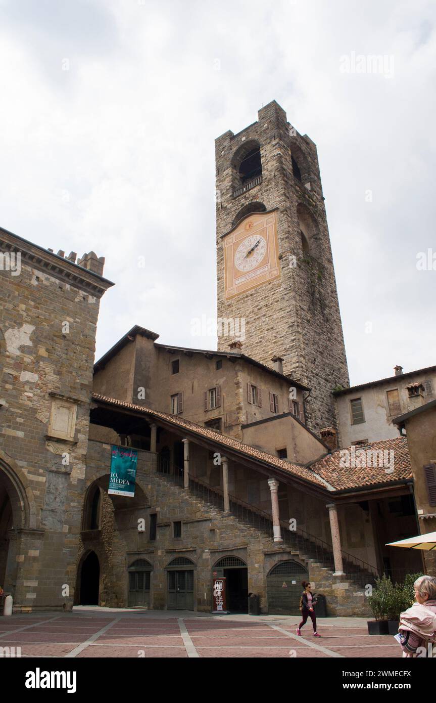 Piazza Vecchia Bergamo Alta - Beautiful Old Town, Bergamo, Italy Stock ...