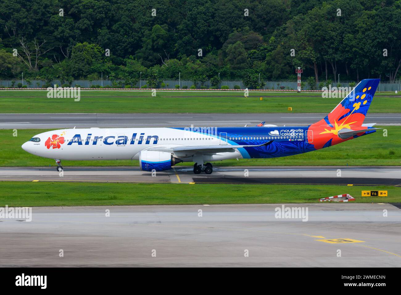 Aircalin Airbus A330 aircraft taxiing. Airplane of flag carrier of New ...