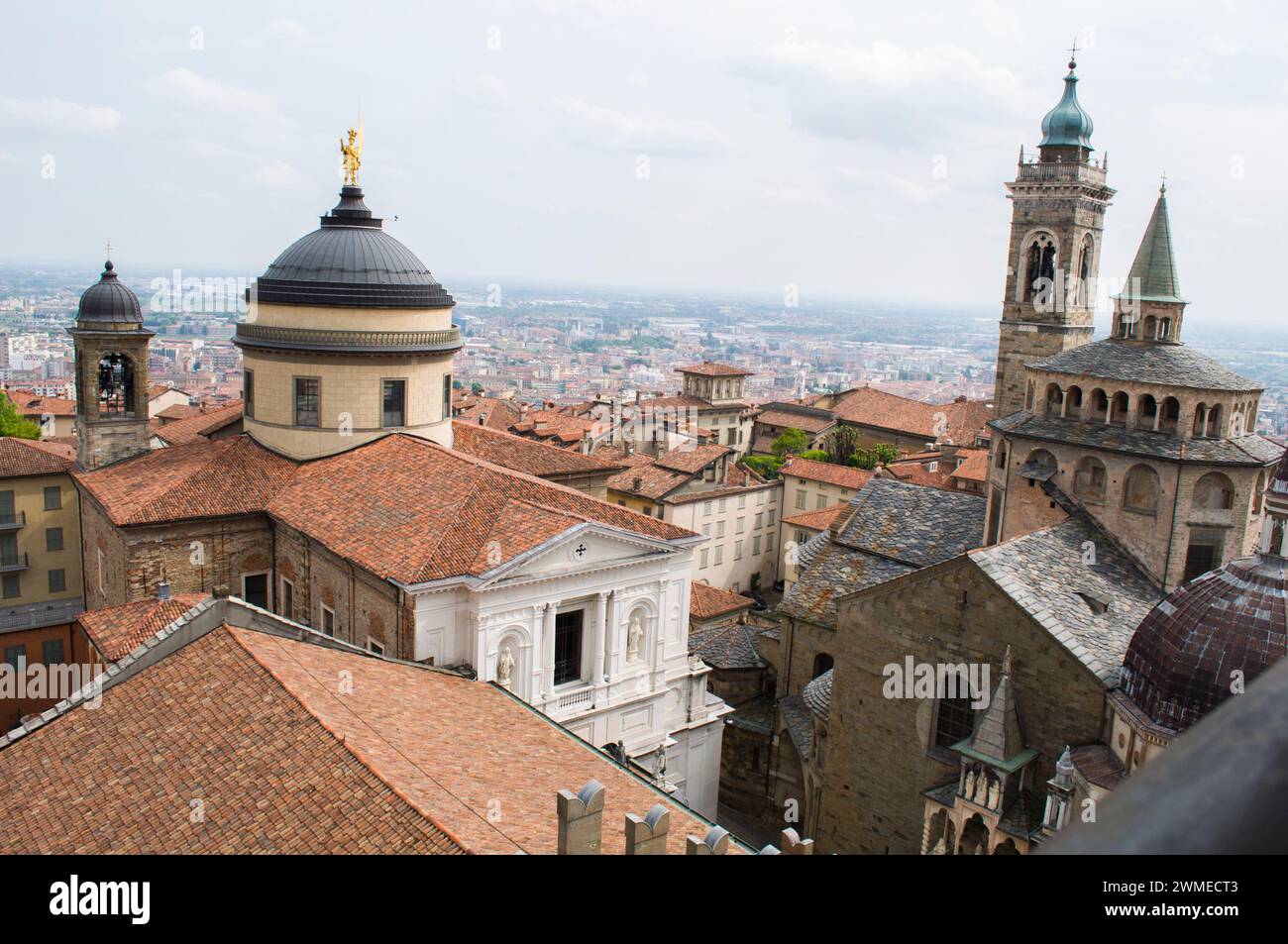 Aerial view of Bergamo city - Old town Stock Photo - Alamy