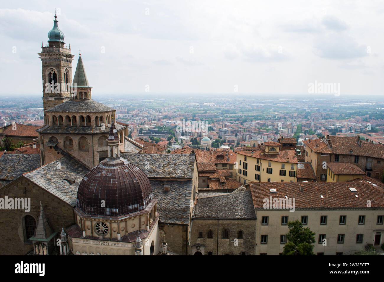 Aerial view of Bergamo city - Old town Stock Photo - Alamy