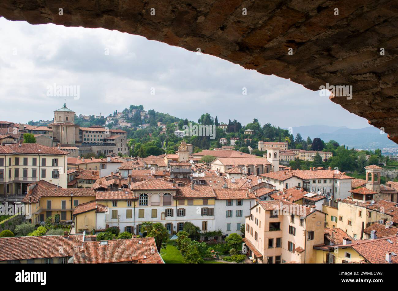 Aerial view of Bergamo city - Old town Stock Photo - Alamy